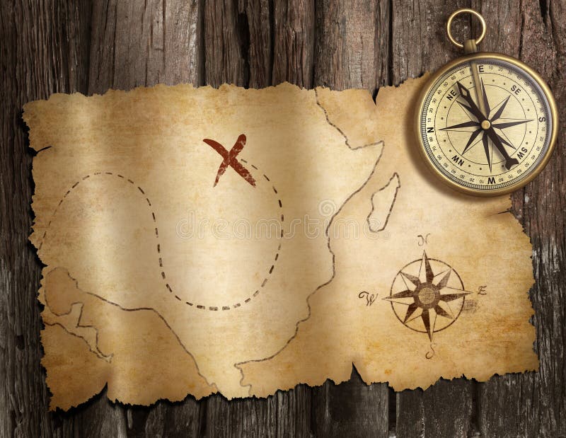Old Treasure Map Compass