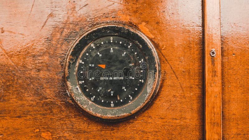 Old Nautical Depth Meter on Boat Dashboard Stock Photo - Image of ...