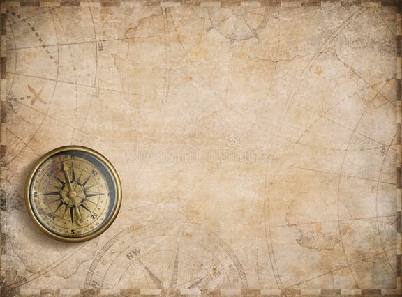 Old Nautical Map Background with Compass Stock Illustration ...