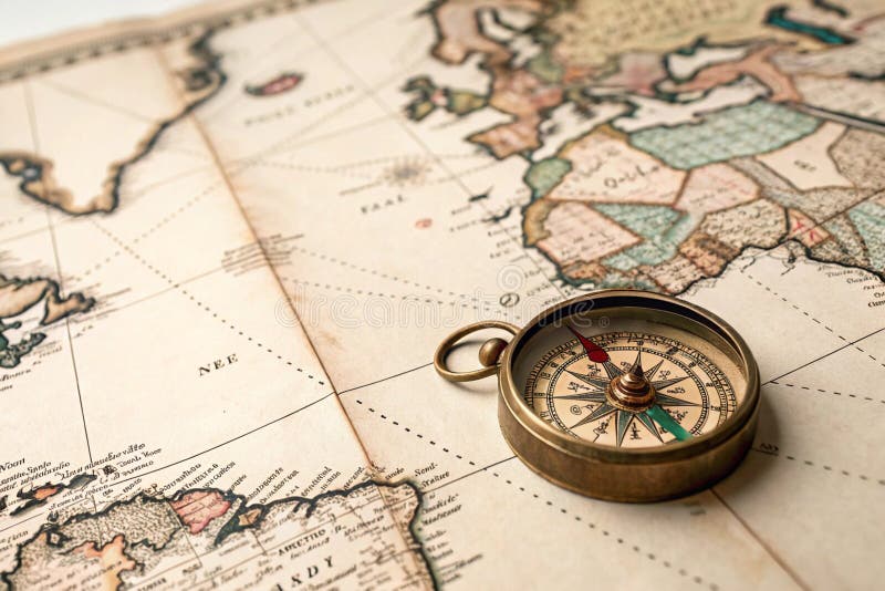 Old Nautical Map with Compass â€ Maritime Exploration Design Stock ...