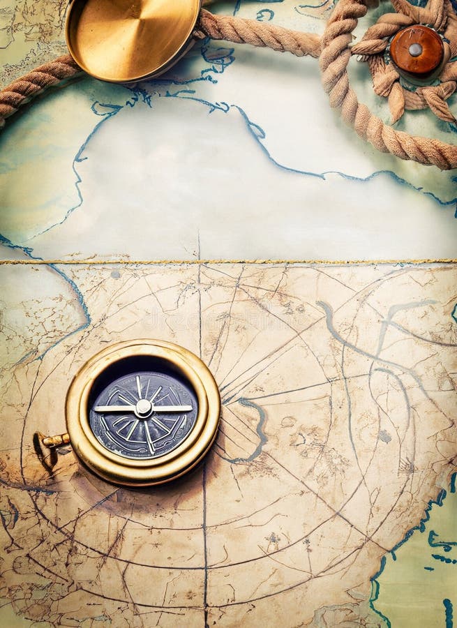 Old Nautical Map with Compass Suitable As Background Stock Illustration ...