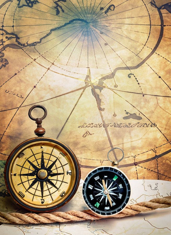 Old Nautical Map with Compass Suitable As Background Stock Illustration ...