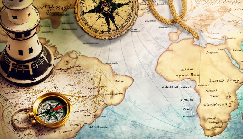 Old Nautical Map with Compass Suitable As Background Stock Illustration ...