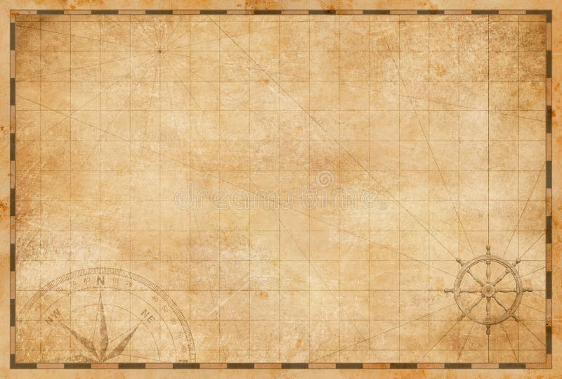 Old Nautical Pirates Treasure Map Background Stock Illustration ...