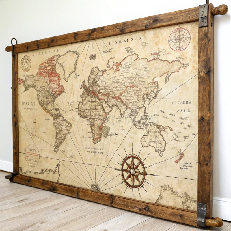 Old Nautical Vintage World Map Theme Background Stock Illustration ...