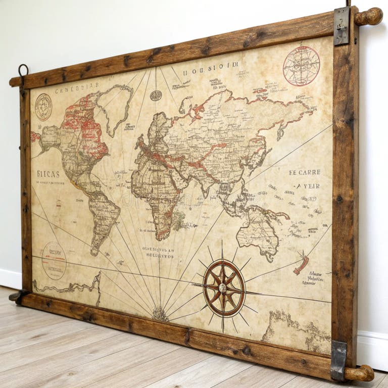 Old Nautical Vintage World Map Theme Background Stock Illustration ...