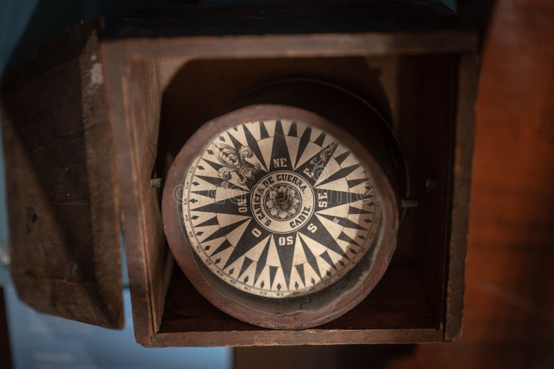 Old Naval Navigation Compass, Era of the Spanish Discoverer Christopher ...