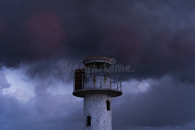 The Old Neeme Lighthouse Against the Backdrop of Thunderclouds after ...