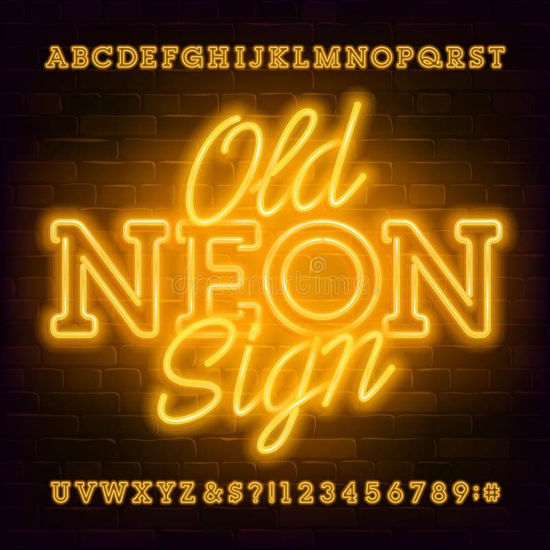 Old Neon Sign Alphabet Font. Light Bulb Retro Letters and Numbers Stock ... Old Neon Sign Alphabet Font. Light Bulb Retro Letters and Numbers Stock ...