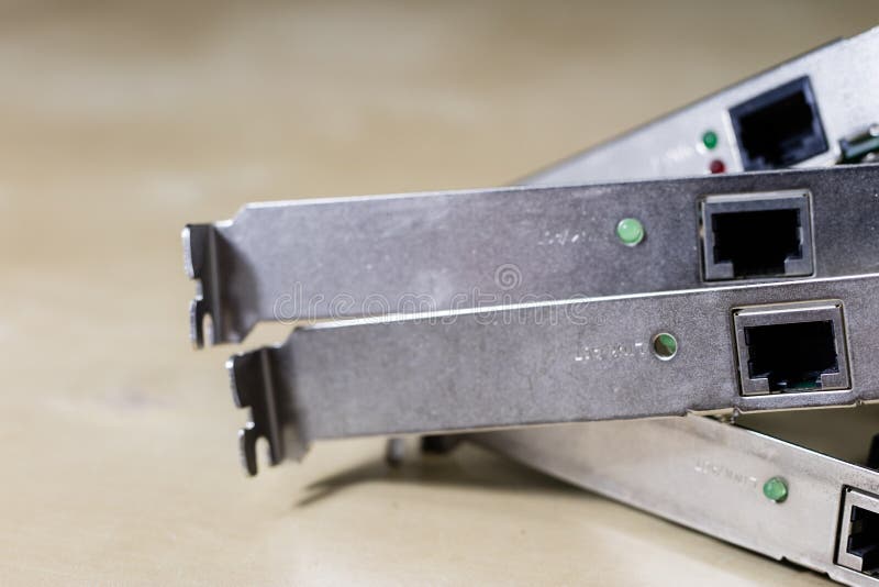 Two LAN Network Cards with Cable Stock Photo - Image of platter, cable ...
