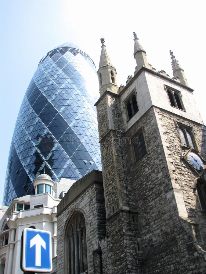 Old and New Architecture in London Stock Image - Image of glass, bullet ...