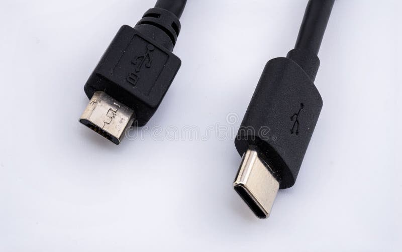 Old and New Connections of USB Connector Cables Isolated on a White ...