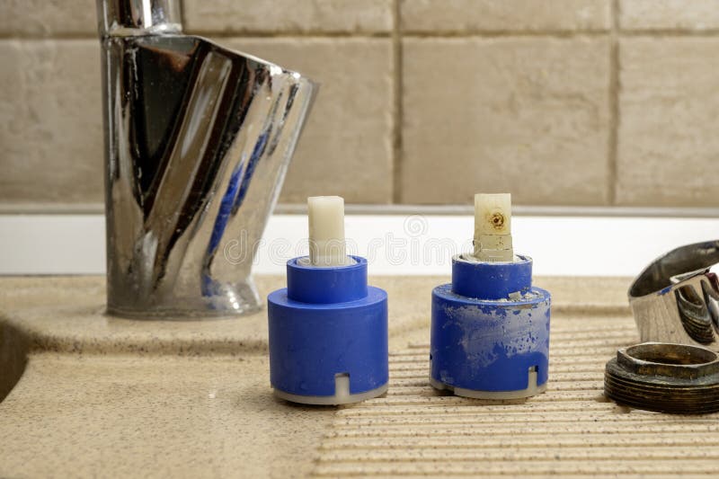 Old and New Mixer Tap Cartridge Stock Image - Image of water, work ...