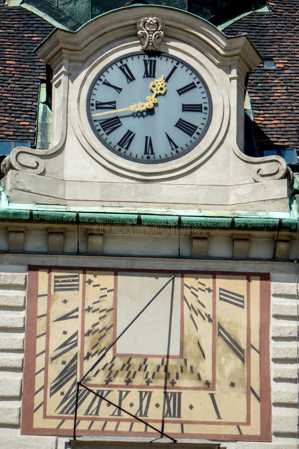 Old and New (Modern Clock and Solar Clock) Stock Image - Image of solar ...
