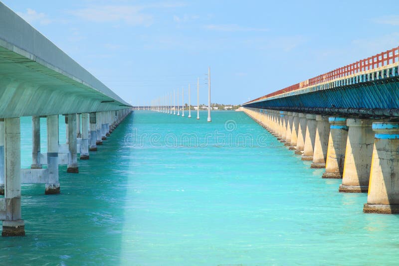 Old and New Seven Mile Bridge - 1 Stock Photo - Image of pristine, gulf ...