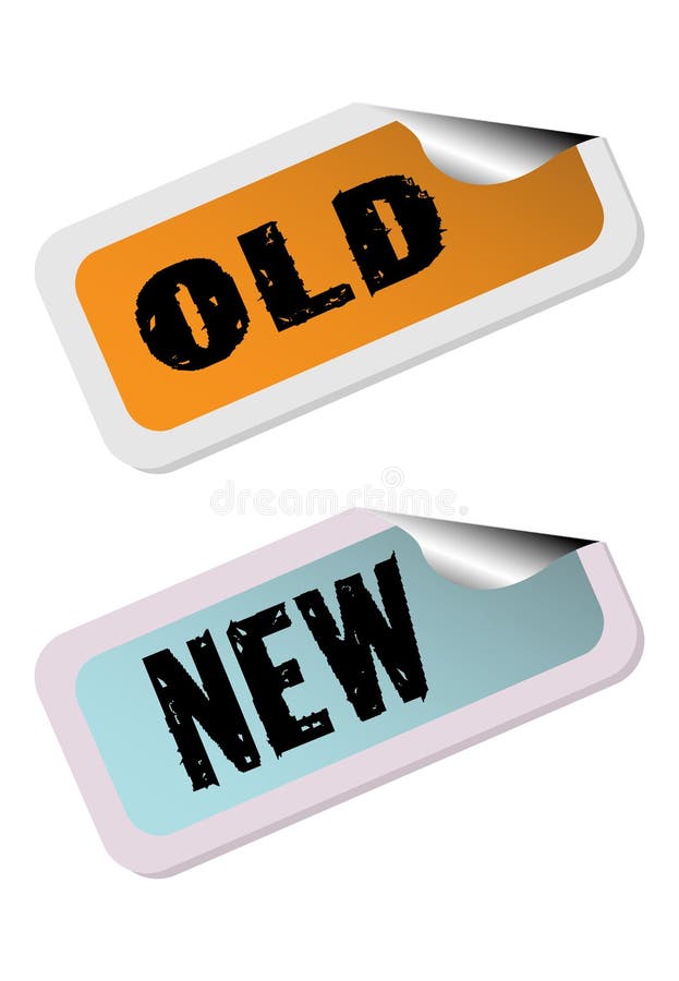 Old and new stickers stock vector. Illustration of design - 63308753