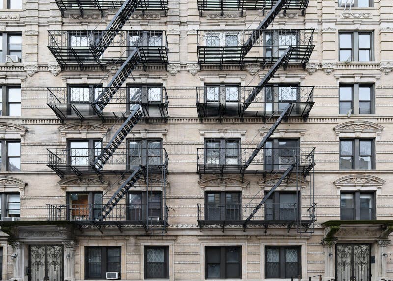 Old New York Apartment Building Stock Image - Image of escape, frame ...