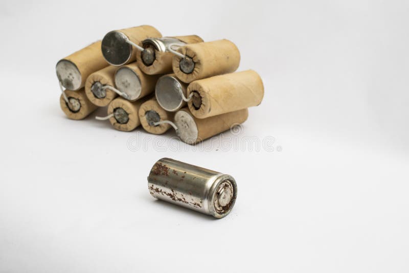 Old Nickel Cadmium Batteries Isolated on White Background Stock Photo ...
