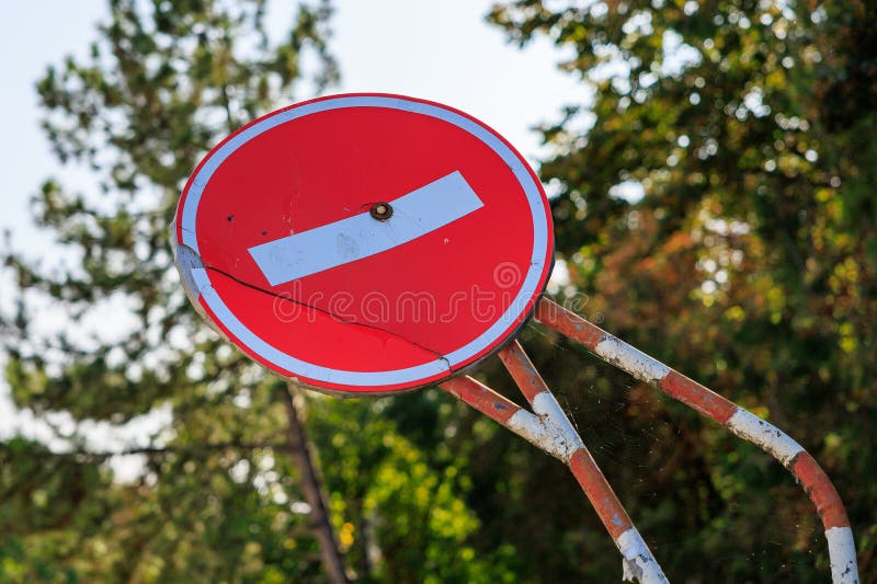 Old No Entry Sign. Background with Selective Focus and Copy Space Stock ...