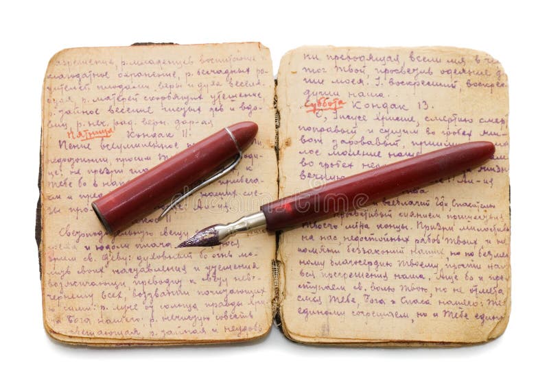 The Old Note Book on a White Background Stock Image - Image of retro ...