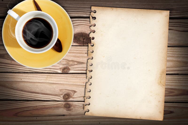 Old Note Paper on Table with a Cub of Coffee Stock Image - Image of ...