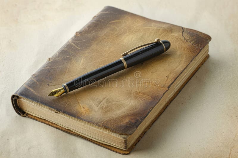 Old notebook and ink pen stock photo. Image of open - 347029866