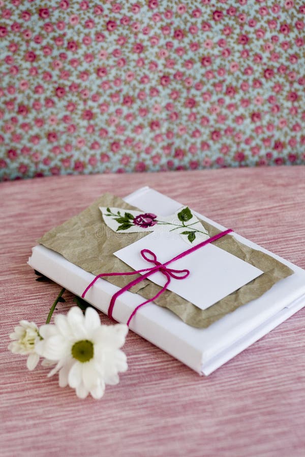 Old Notebook with a White Flowers for Love Notes Stock Photo - Image of ...