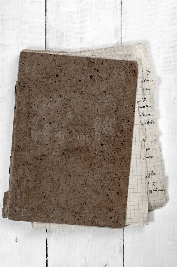 Old Notebook on a Wooden Desk Stock Image - Image of white, note: 54892561