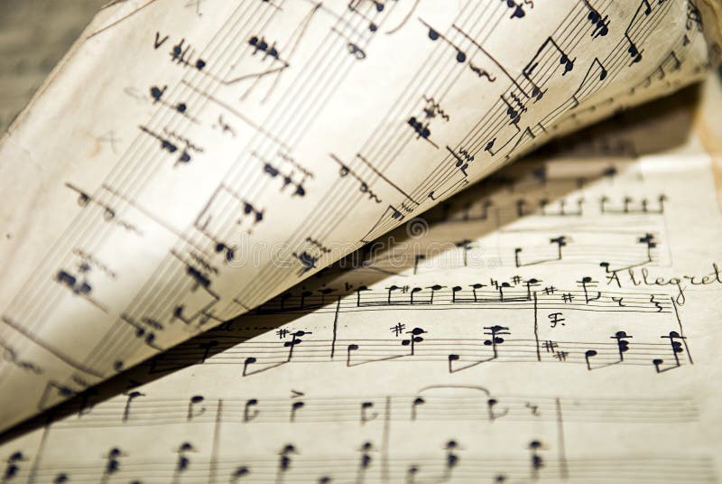 Old Piano with Ancient Note Sheets Stock Photo - Image of burnt ...