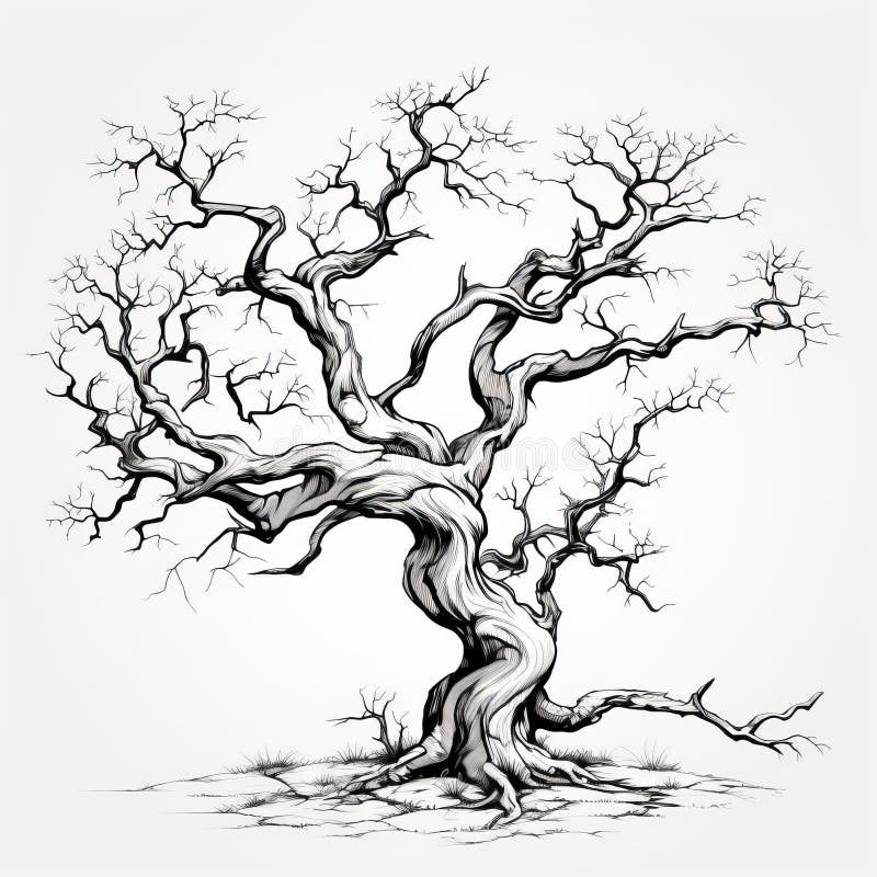 Dead Oak Tree Drawing
