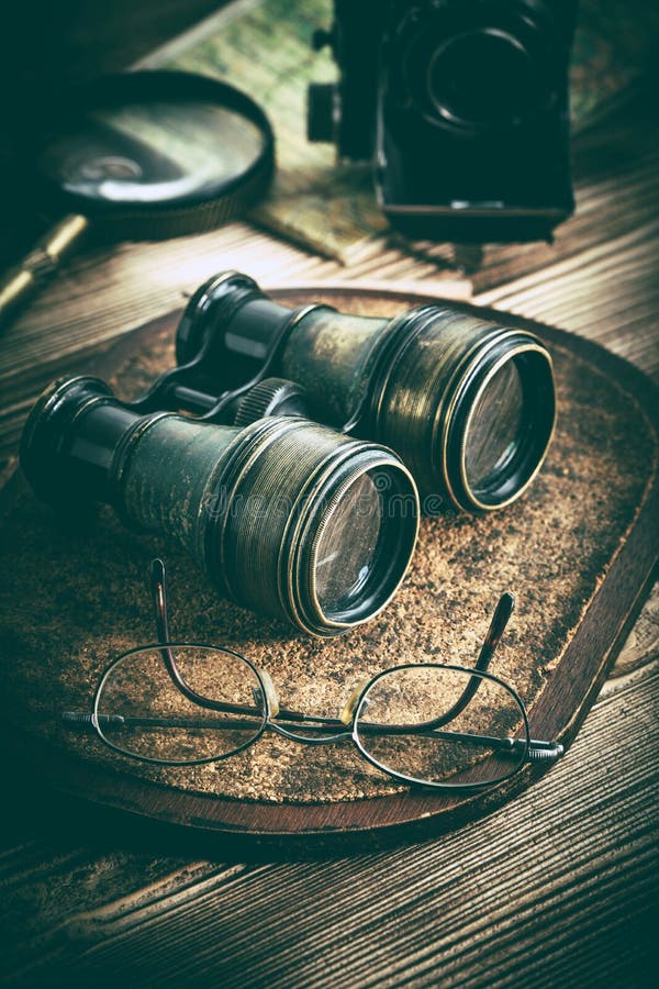 Old Objects with Lenses: Binoculars, Camera, Magnifying Glass and ...