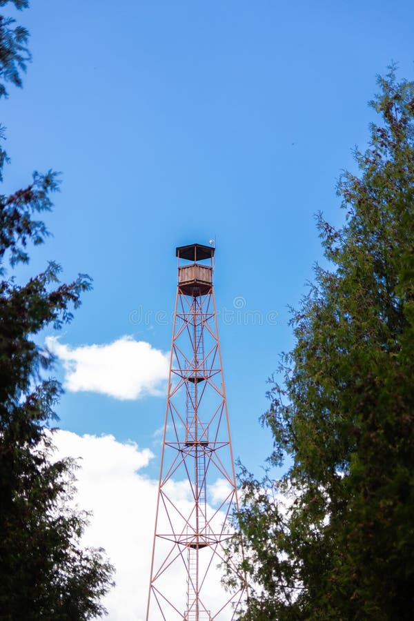 An Old Observation Tower in the Forest Stock Photo - Image of city ...