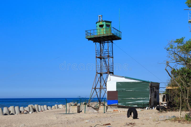 Old Observation Tower on the Sand Beach in the Baltic Sea Coast Stock ...