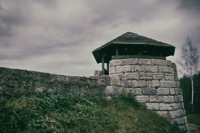 Old Observation Tower on the Wall of an Ancient Stone Fortress, Copy ...
