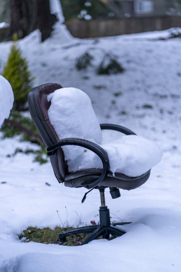 Old Office Chair Covered by Snow Stock Image - Image of empty, space ...