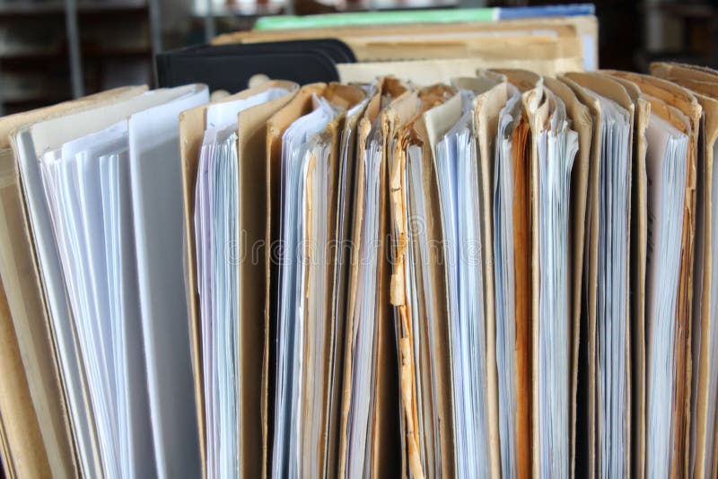 Old Office Files Series on Table Stock Image - Image of ledger, file ...
