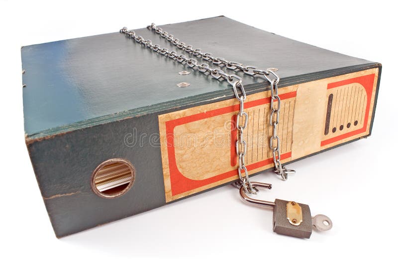 Old Office Folder with Unlocked Padlock and Chain Stock Photo - Image ...