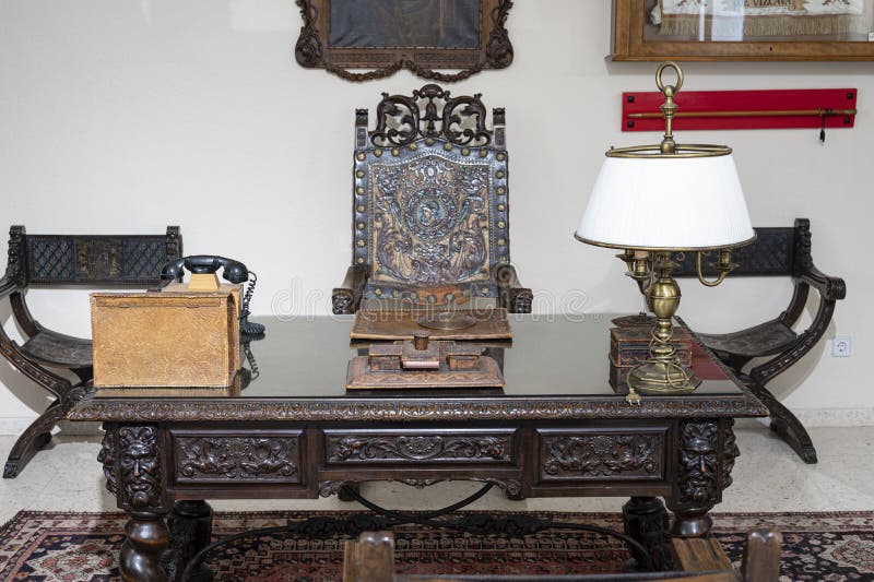 Old Office of a Military General with a Wooden Table and Chair Stock ...