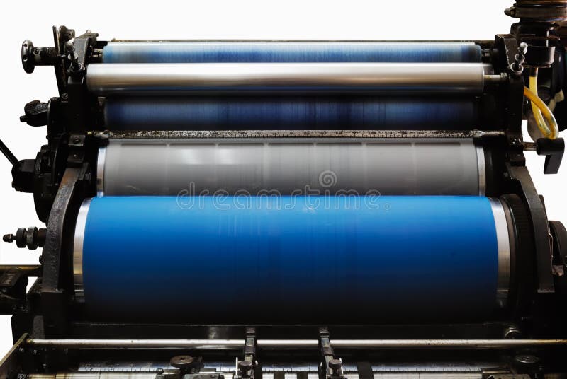 Ink Rollers on Offset Printing Machine Stock Photo - Image of prepress ...