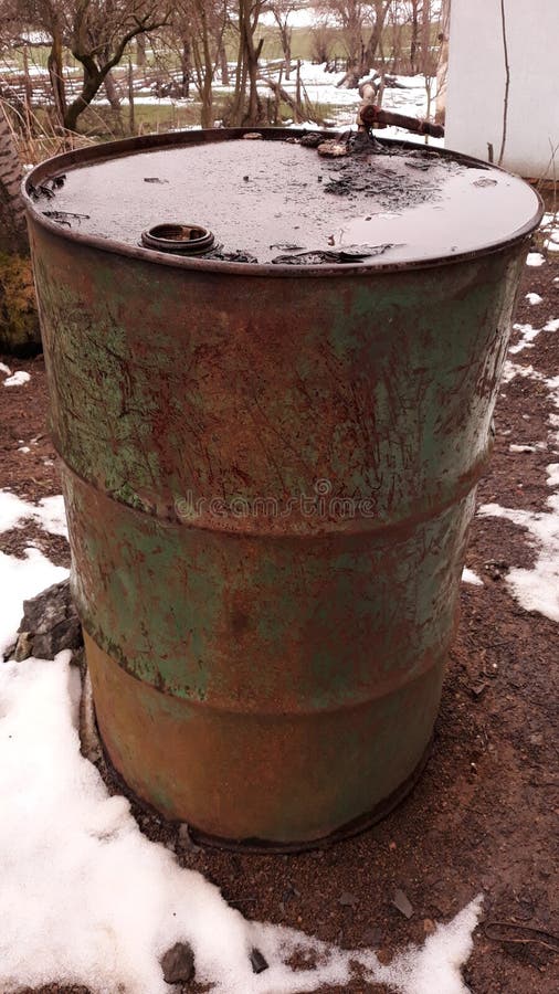 Old oil barrel stock photo. Image of iron, steel, barrel - 113067466