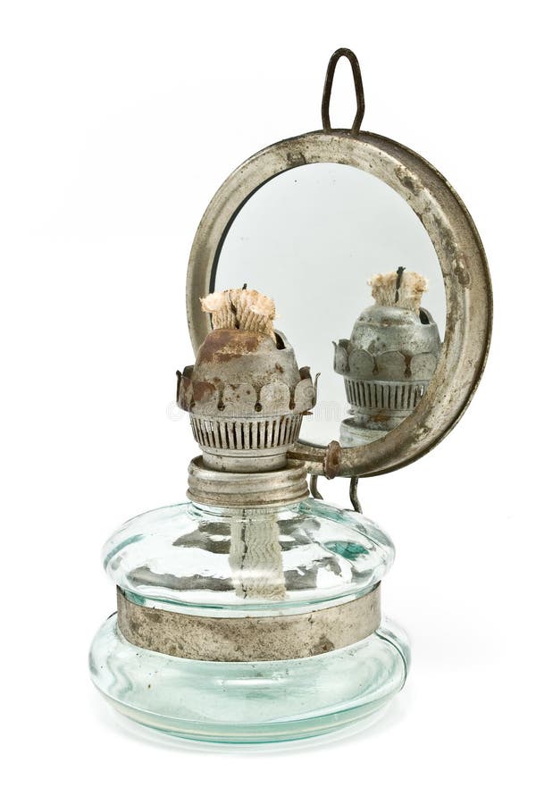 Old oil lamp with mirror stock image. Image of kerosene - 19744087