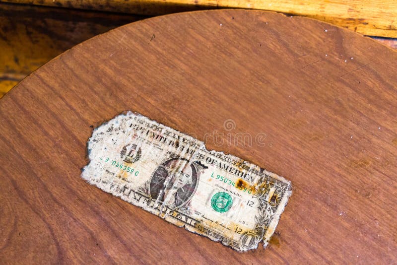 An Old One Dollar Bill on a Table. Stock Photo - Image of business ...