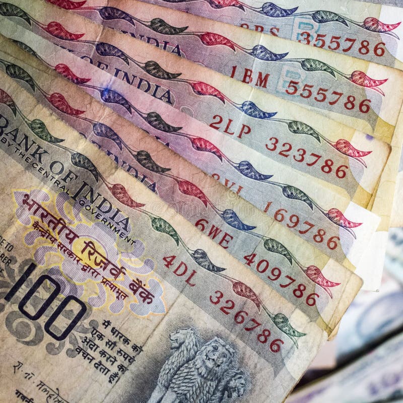 Old One Hundred Rupee Notes Combined on the Table, India Money on the ...