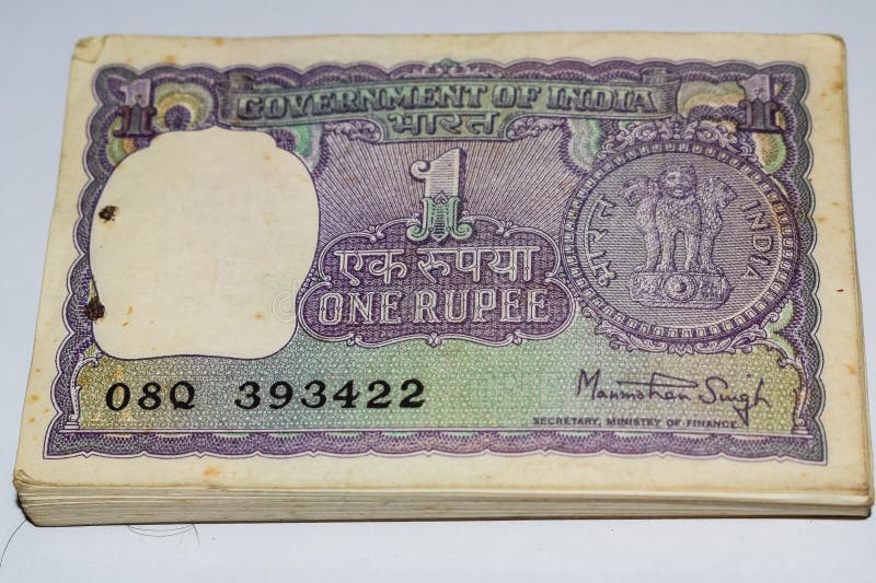 Old One Rupee Notes Combined on the Table, India Money on the Rotating ...