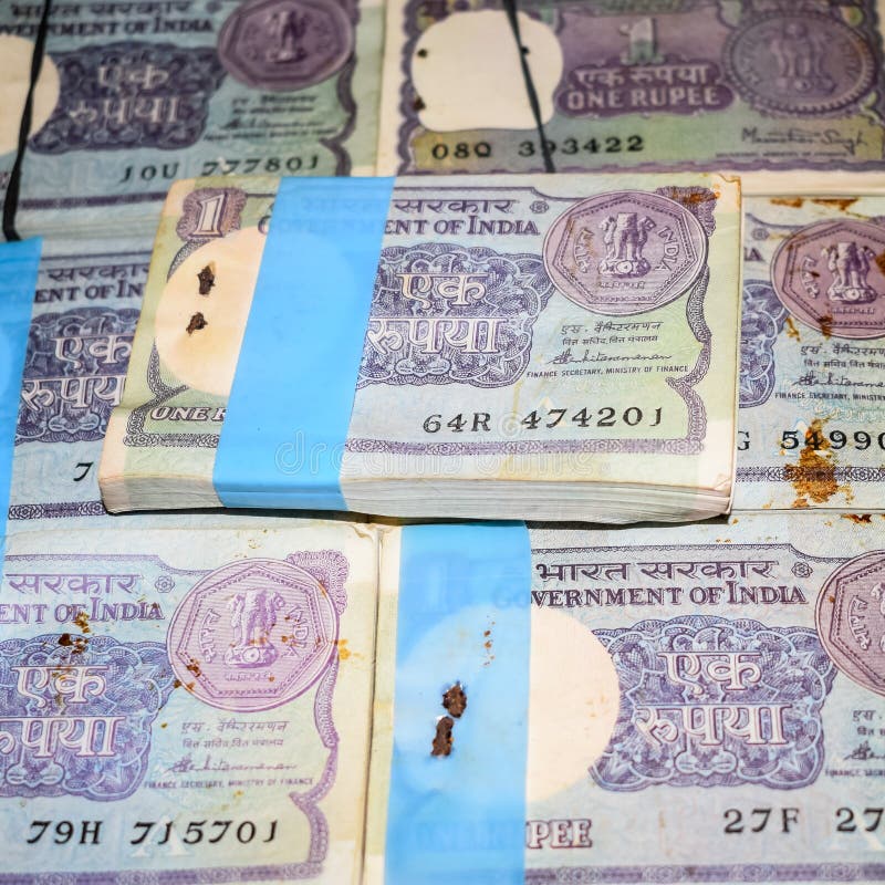 Old One Rupee Notes Combined on the Table, India Money on the Rotating ...
