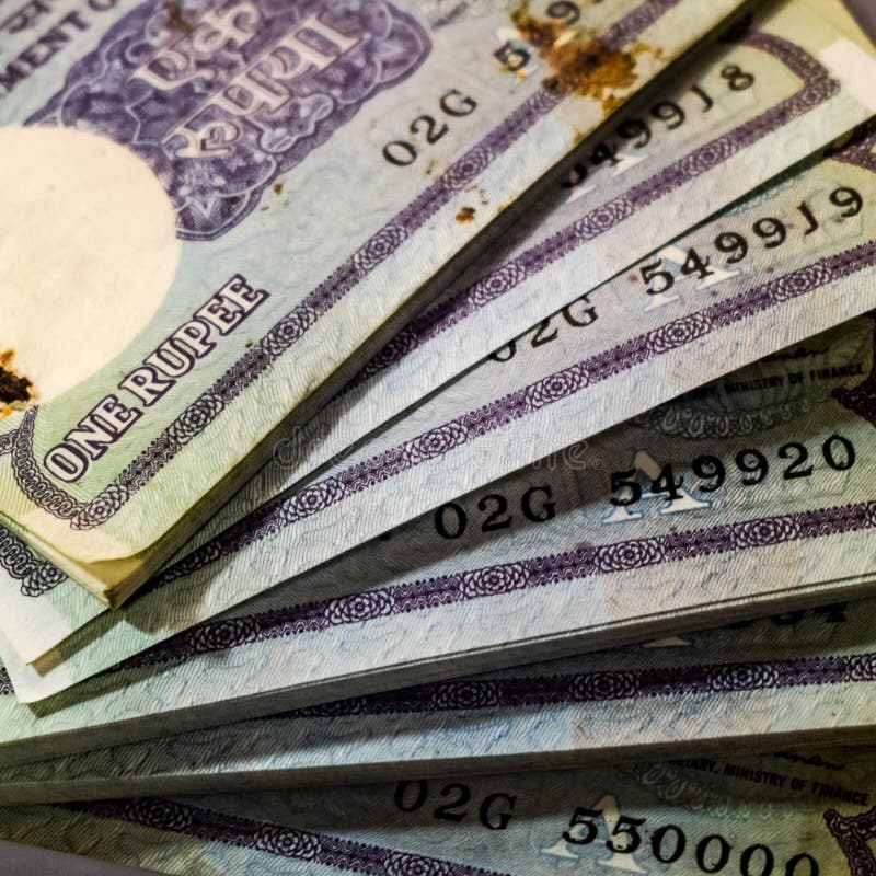 Old One Rupee Notes Combined on the Table, India Money on the Rotating ...