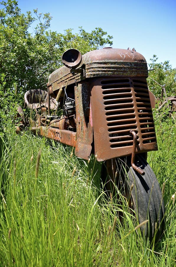 Old one wheeled tractor stock image. Image of dilapidated - 74999489