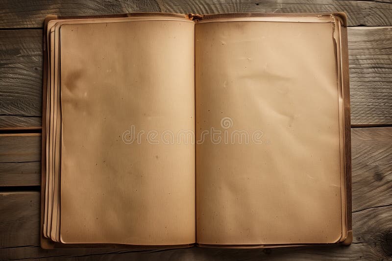 An Old Open Book with Blank Yellowed Pages. Stock Illustration ...