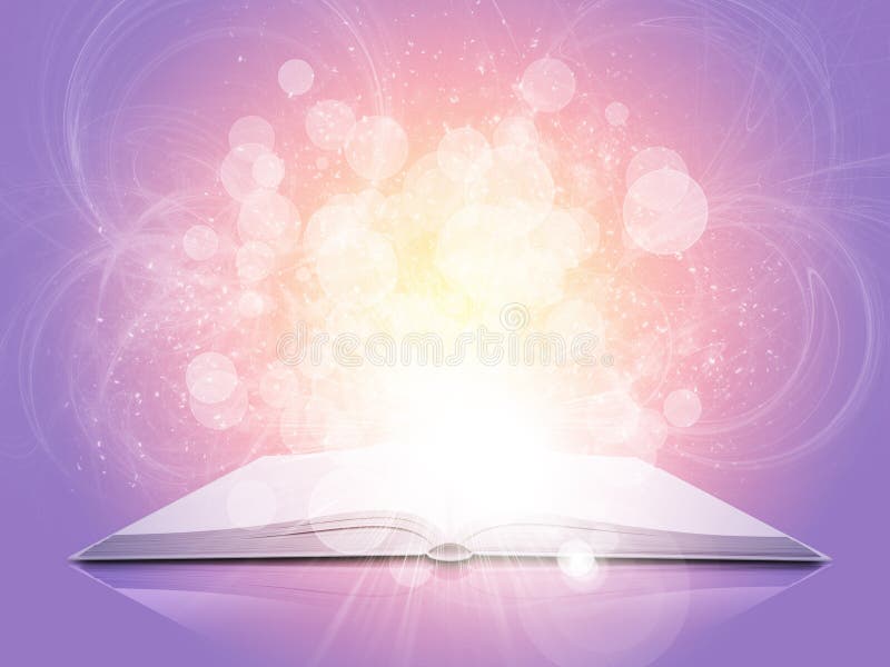 Old Open Book with Magic Light and Falling Stars Stock Illustration ... Old Open Book with Magic Light and Falling Stars Stock Illustration ...