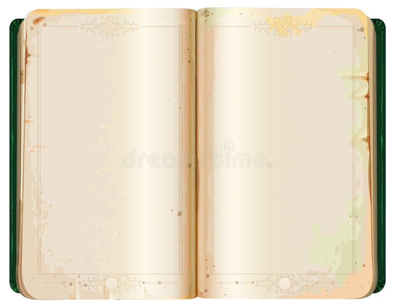 Old Open Book Template Blank Page Vector Illustration Stock Vector ...